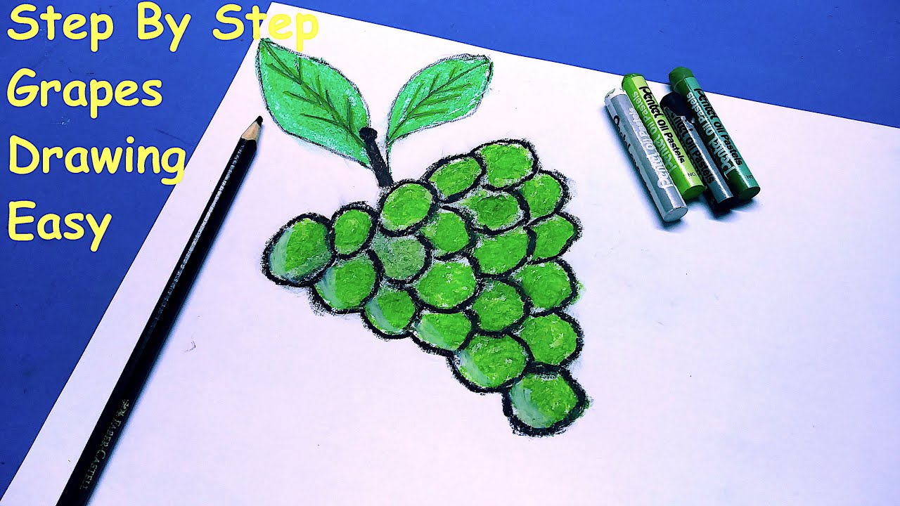 Colourful & Colouring | Pattern Drawing | Easy How To Draw Grapes Step ...