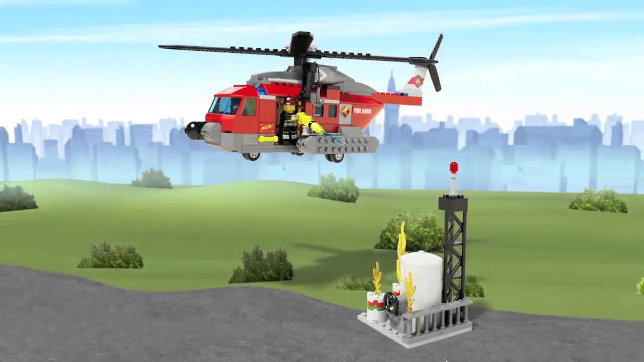 Lego City 60010 - Fire Helicopter - Lego 3D Review - YouTube