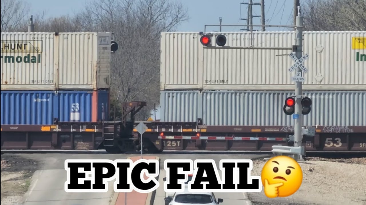 [4K] CAR CATCHES OF BNSF STACK TRAINS AND A EPIC FAIL! - YouTube