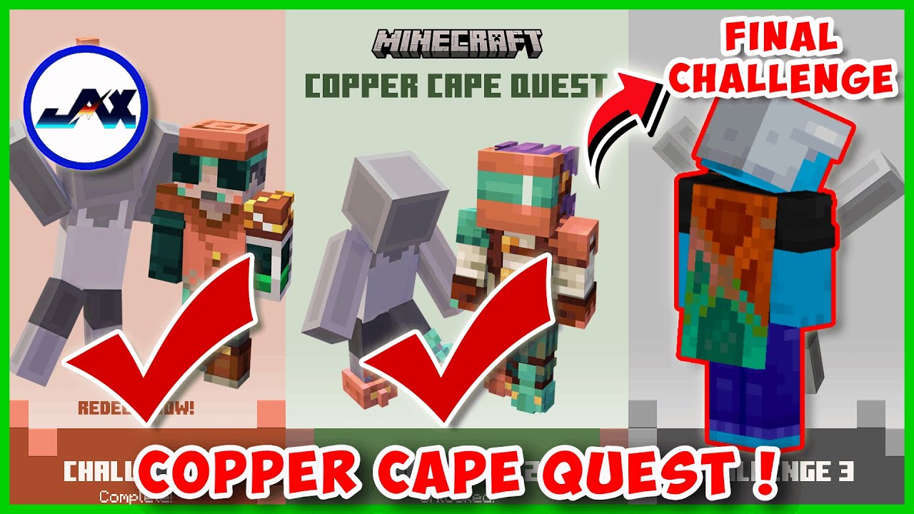 🆓Minecraft FREE Copper CAPE Quest - Free Java Skin and Slippers | How ...