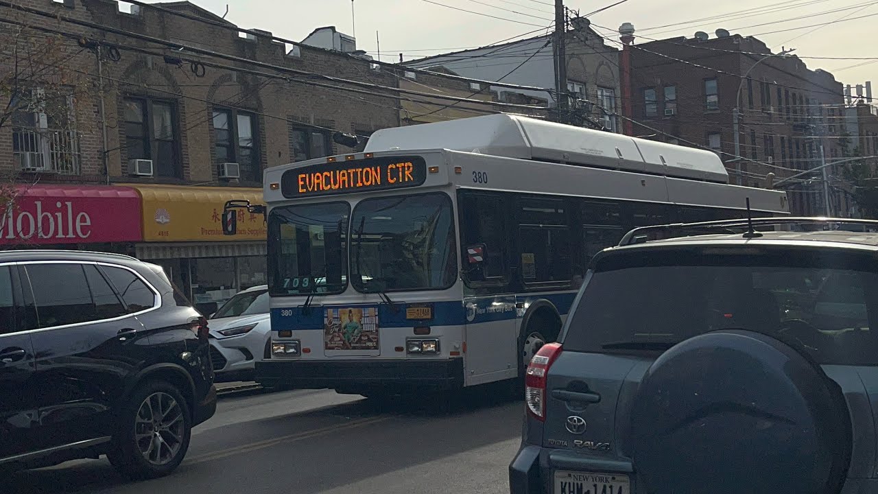 MTA NYCT: 2012 NFI C40LF #380 on the B70 “Evacuation Ctr” approaching 8 ...