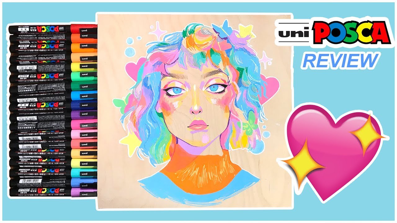 uni posca pen REVIEW + speedpaint ! - YouTube