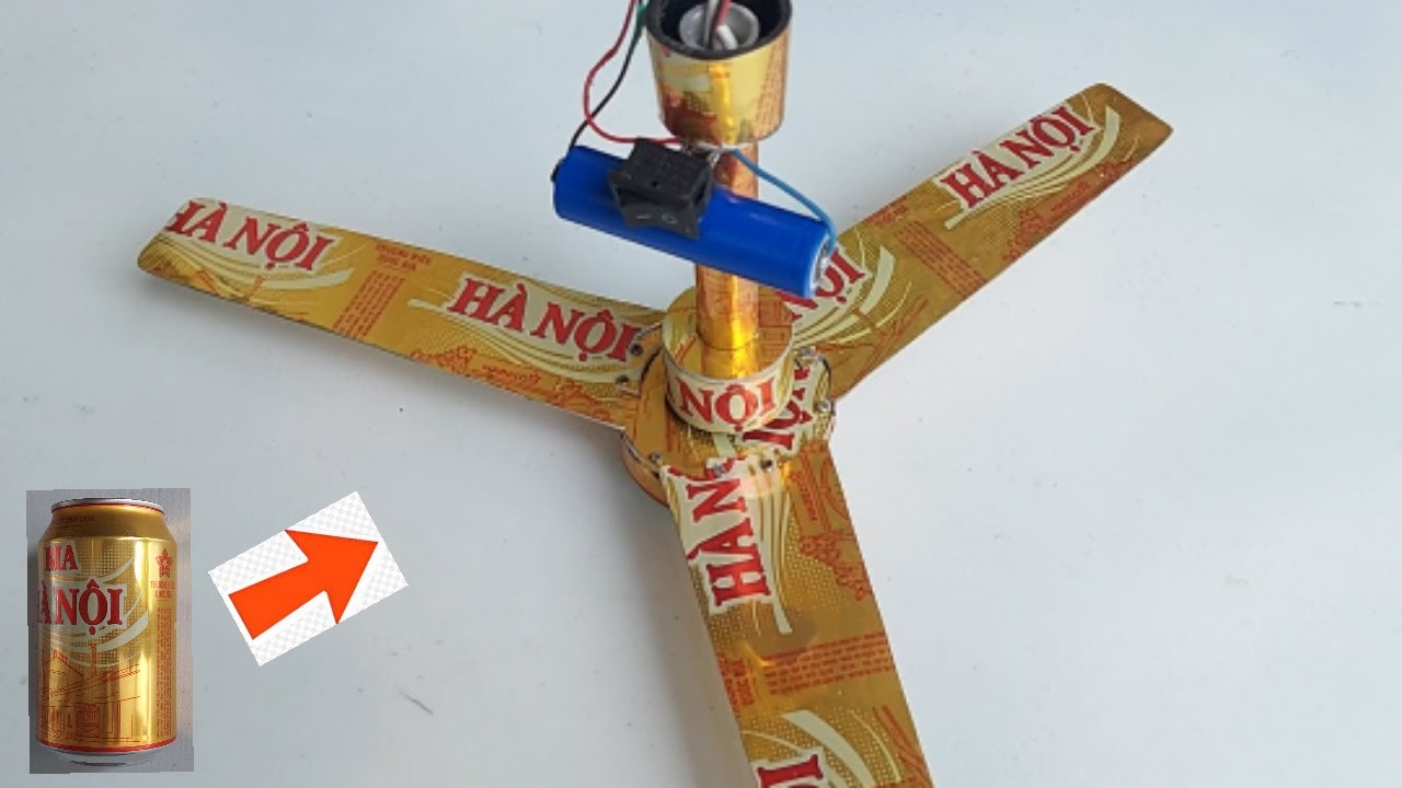 Make a ceiling fan using 3.7v battery || Ceiling fan from beer cans ...