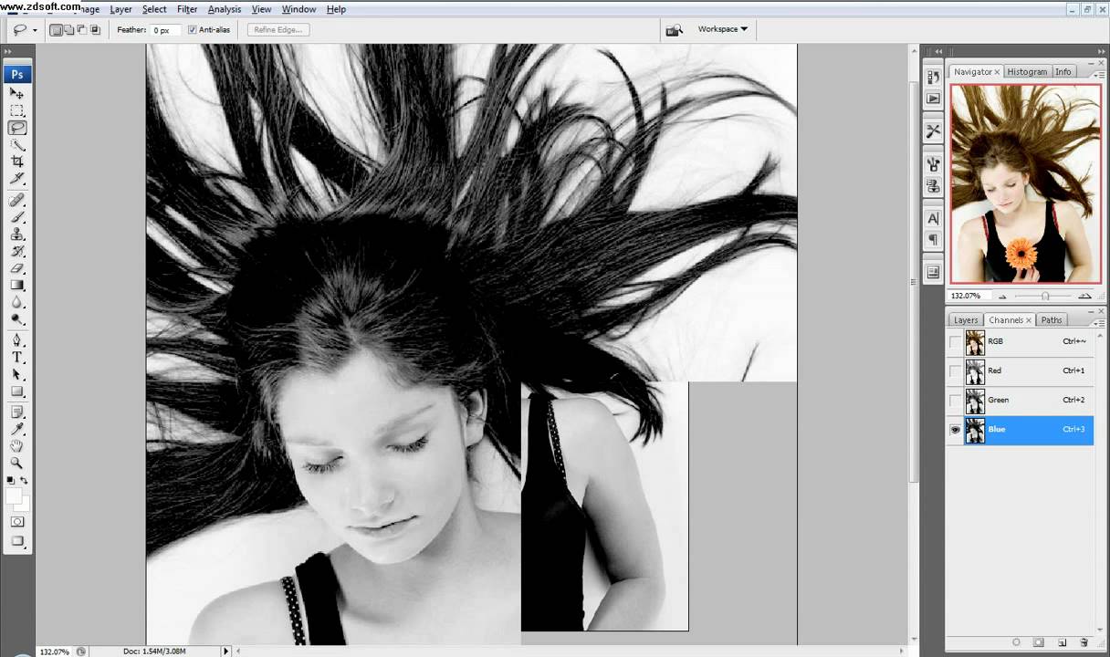 Photoshop Tutorial: 3 Methods for Selecting Hair - YouTube