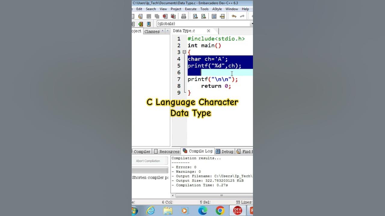C Language Character Data Type Ascii Computer Video Ctutorials Coding Programming Youtube
