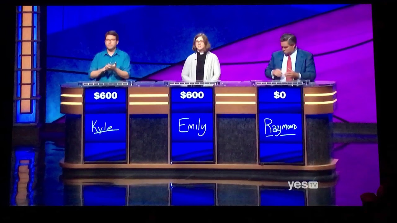 Jeopardy! SEASON 35, (Kyle vs. Emily vs. Raymond), 1st DAILY DOUBLE ...