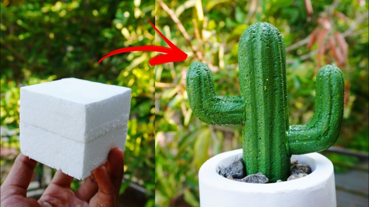 Cactus Plant 3D Model Making With Thermocol | Thermocol Craft Ideas ...