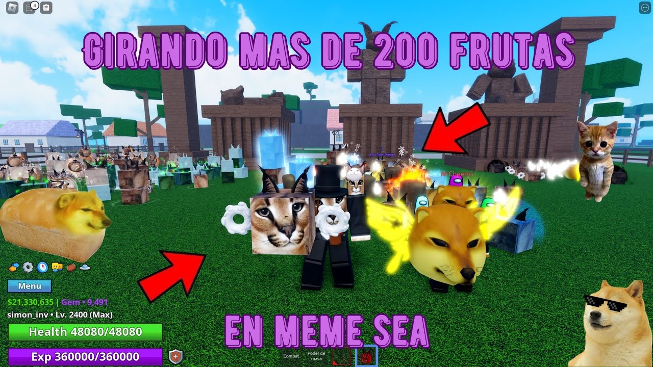 Girando mas de 200 FRUTAS en meme sea - YouTube