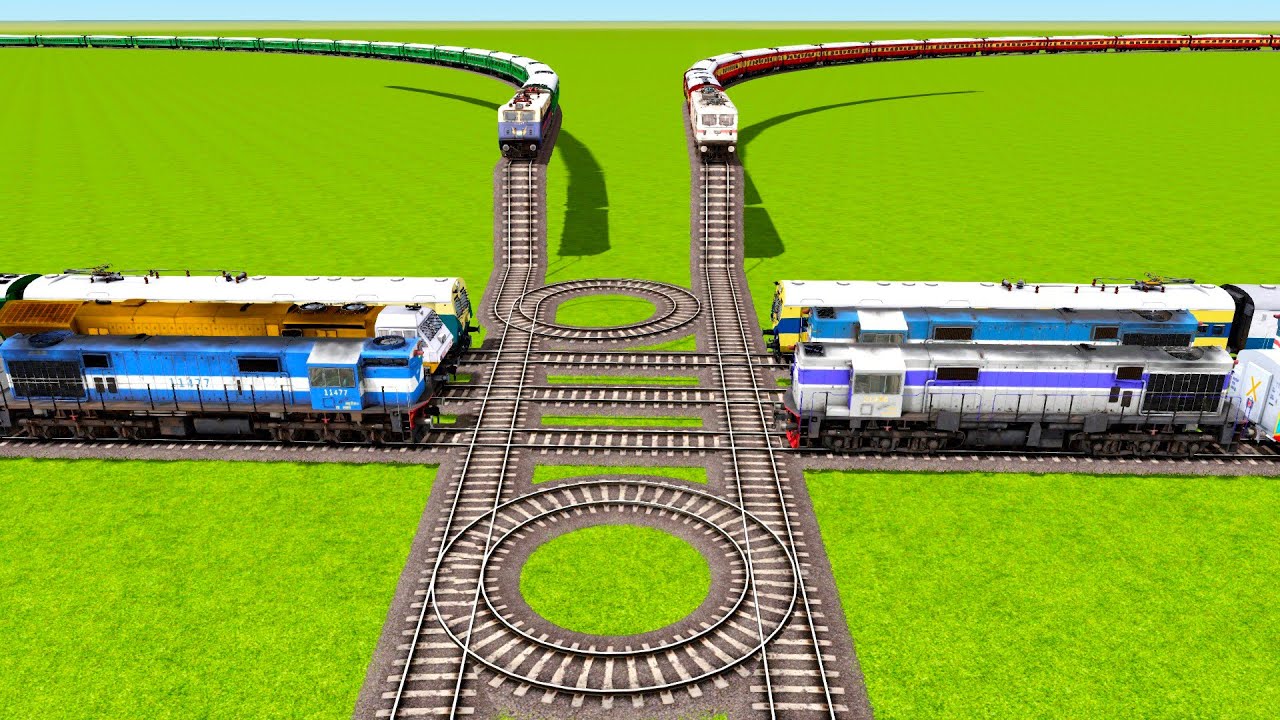 EIGHT FAST TRAINS MOVING ON ONE ROUND RAIL TRACKS AFTER ANOTHER|Train ...