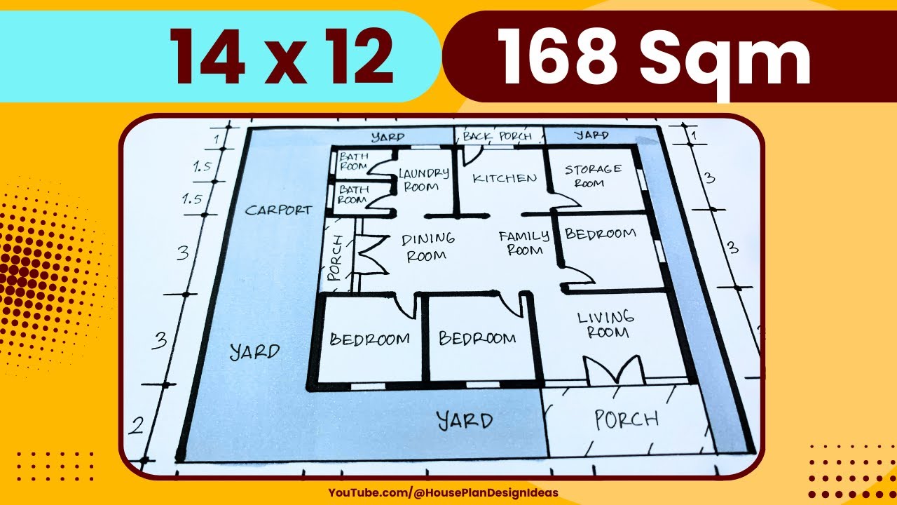 14x12 House Plan Design 168 square meter 3 Bedroom - YouTube