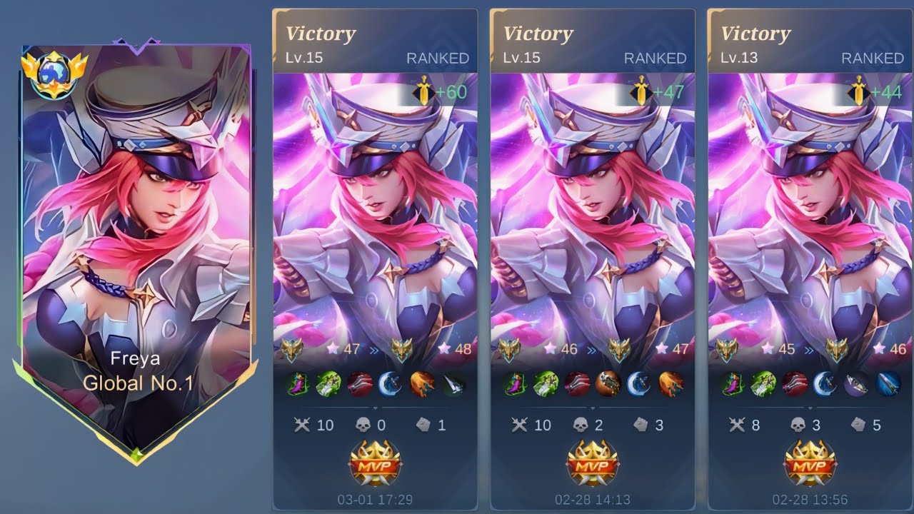 GLOBAL FREYA PERFECT FULL DAMAGE BUILD IN RANK GAME!!! ( AUTO WINSTREAK ...