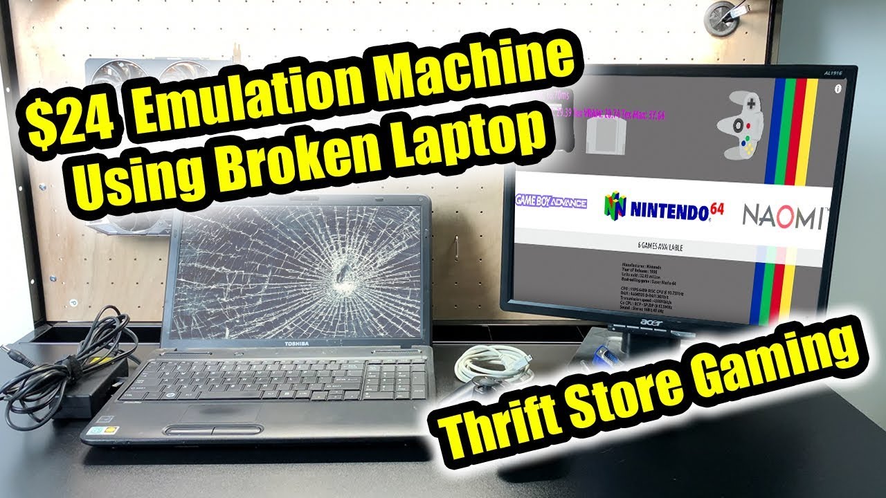 $24 Emulation Machine Broken Laptop Thrift Store Gaming - YouTube