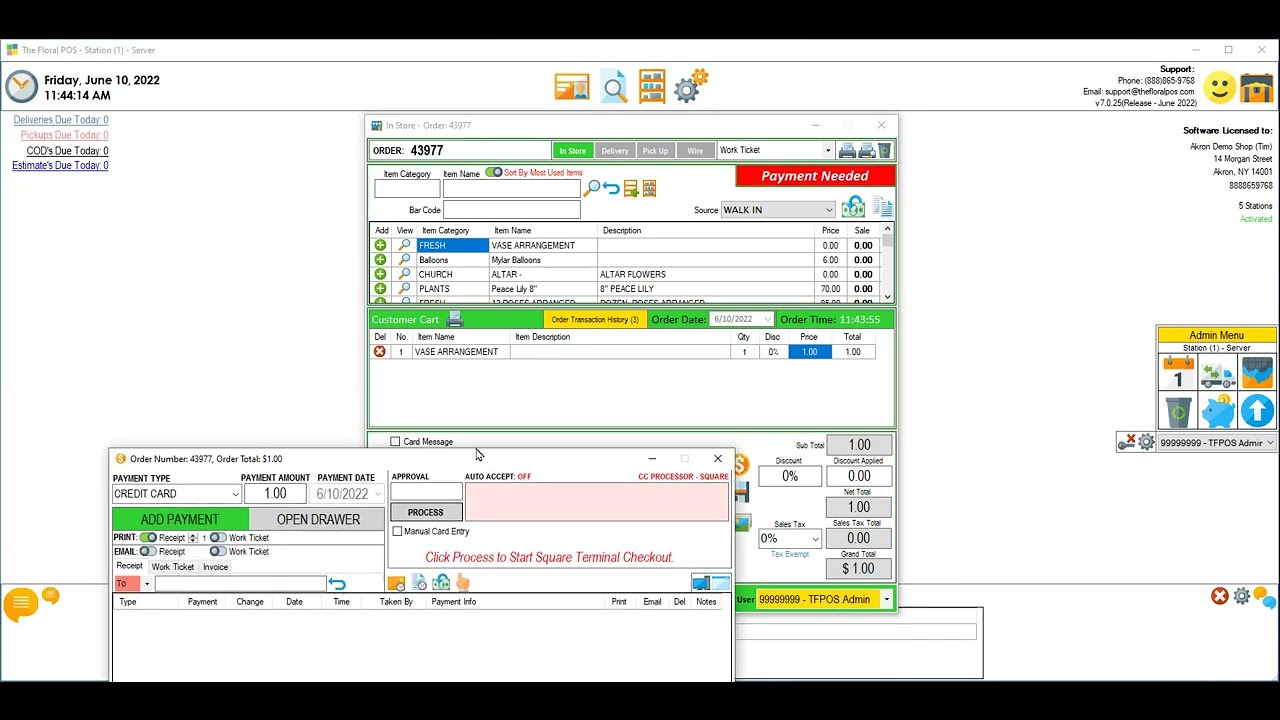 How To - Take a Payment with Square Terminal and The Floral POS - YouTube