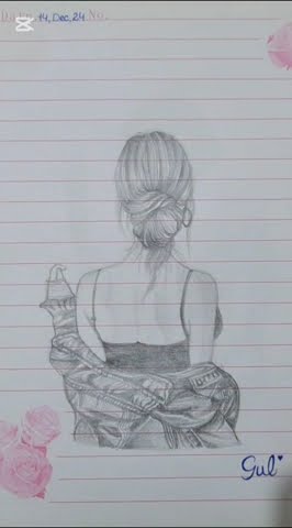 Girls sketch 🖤 Gul's art, please subscribe #youtubeshorts #viralvideo # ...