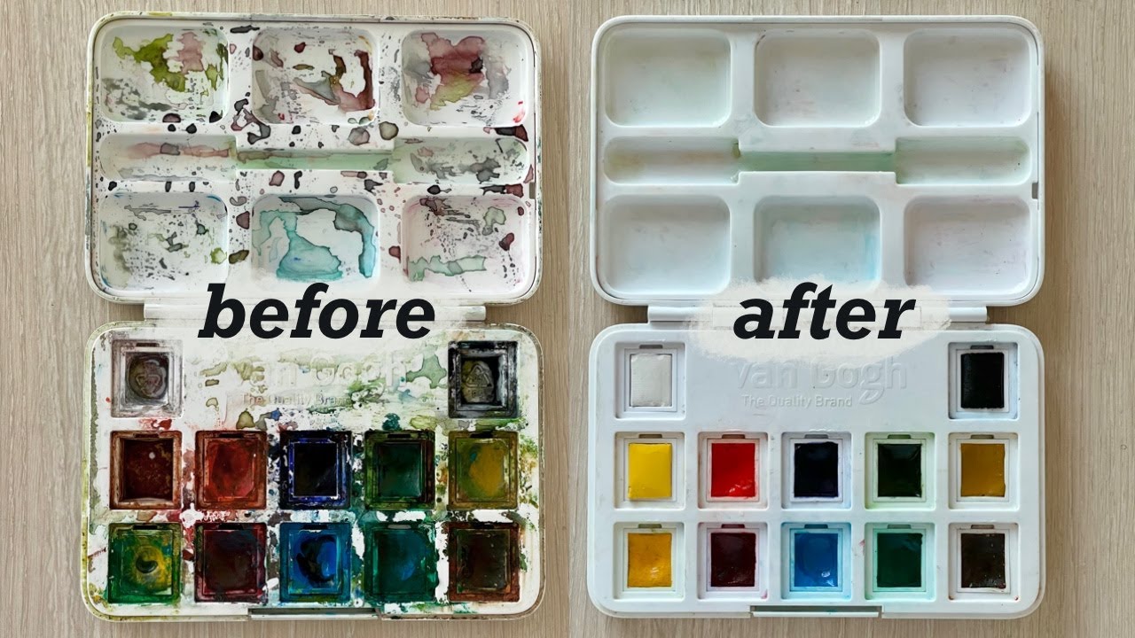 Cleaning and refilling my watercolor palette 🎨 - YouTube