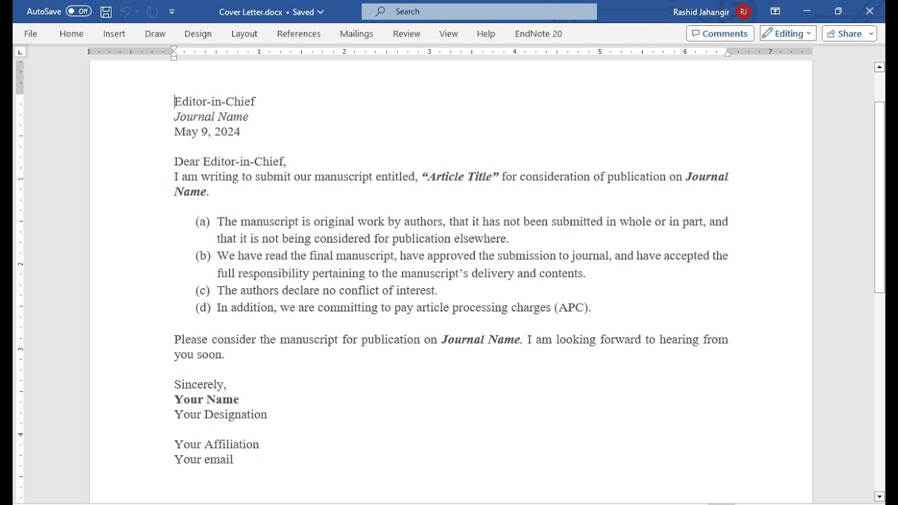 Perfect Cover Letter for Your Research Paper Submission - YouTube