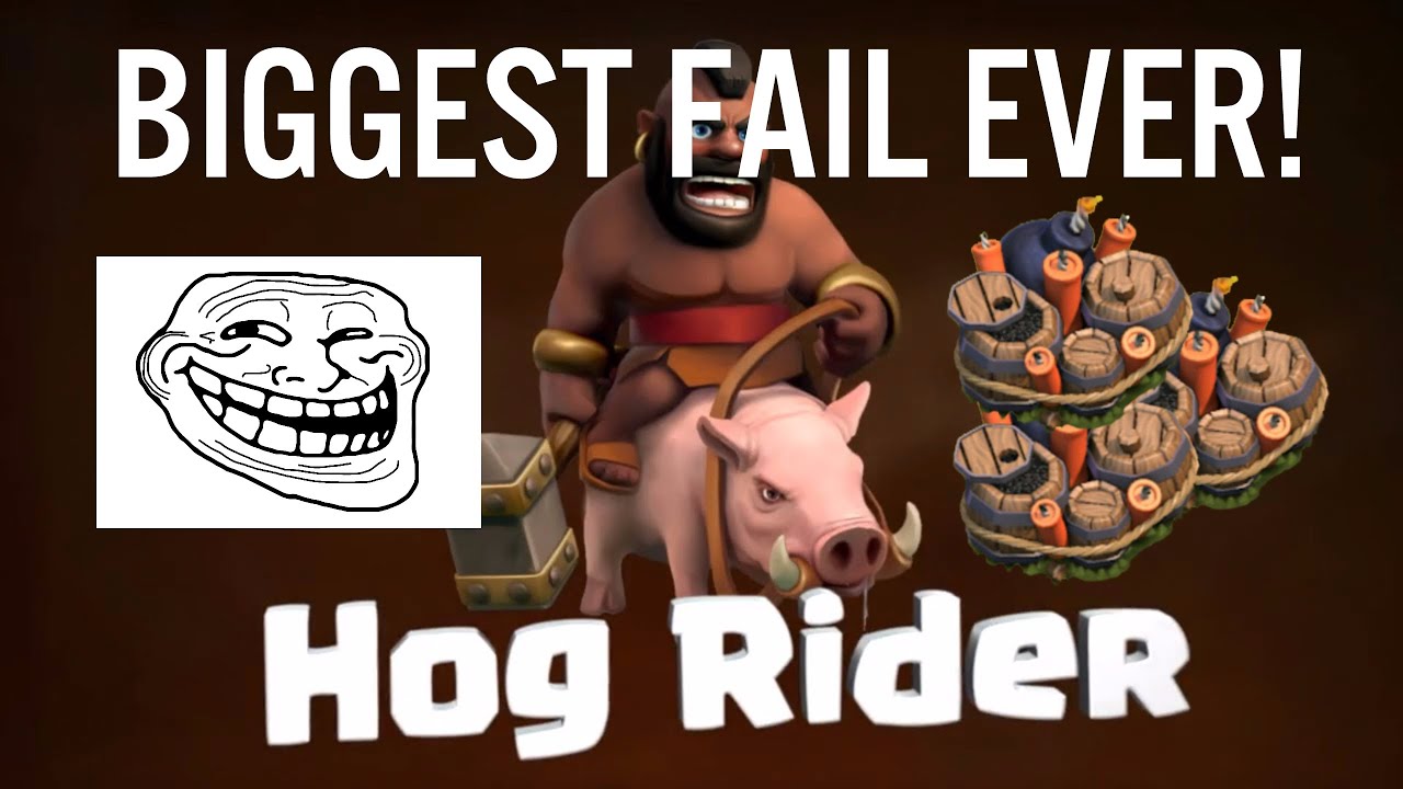 Clash Of Clans | BIGGEST HOG RIDER FAIL EVER! | HILARIOUS AND FUNNY ...