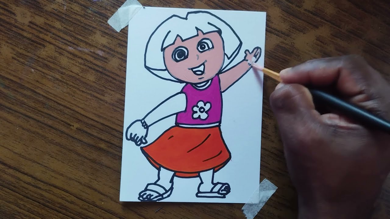 How to Draw Cartoon Dora Step by Step | Dora drawing for kids ...
