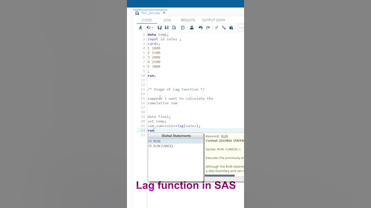 Lag function in SAS #shorts #lagfunction - YouTube