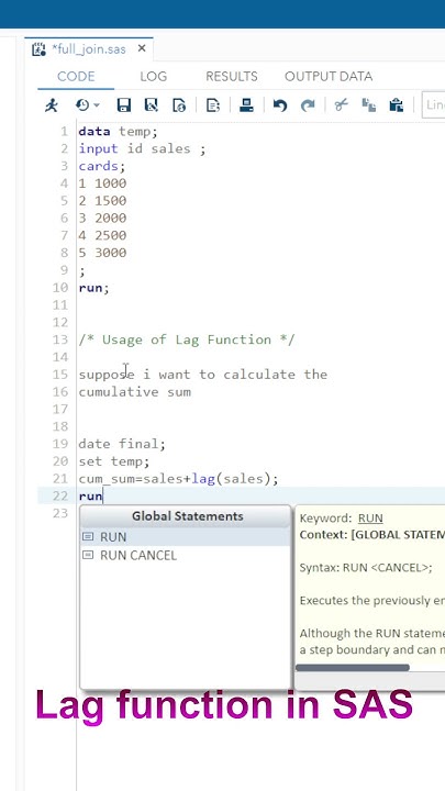 Lag function in SAS #shorts #lagfunction - YouTube