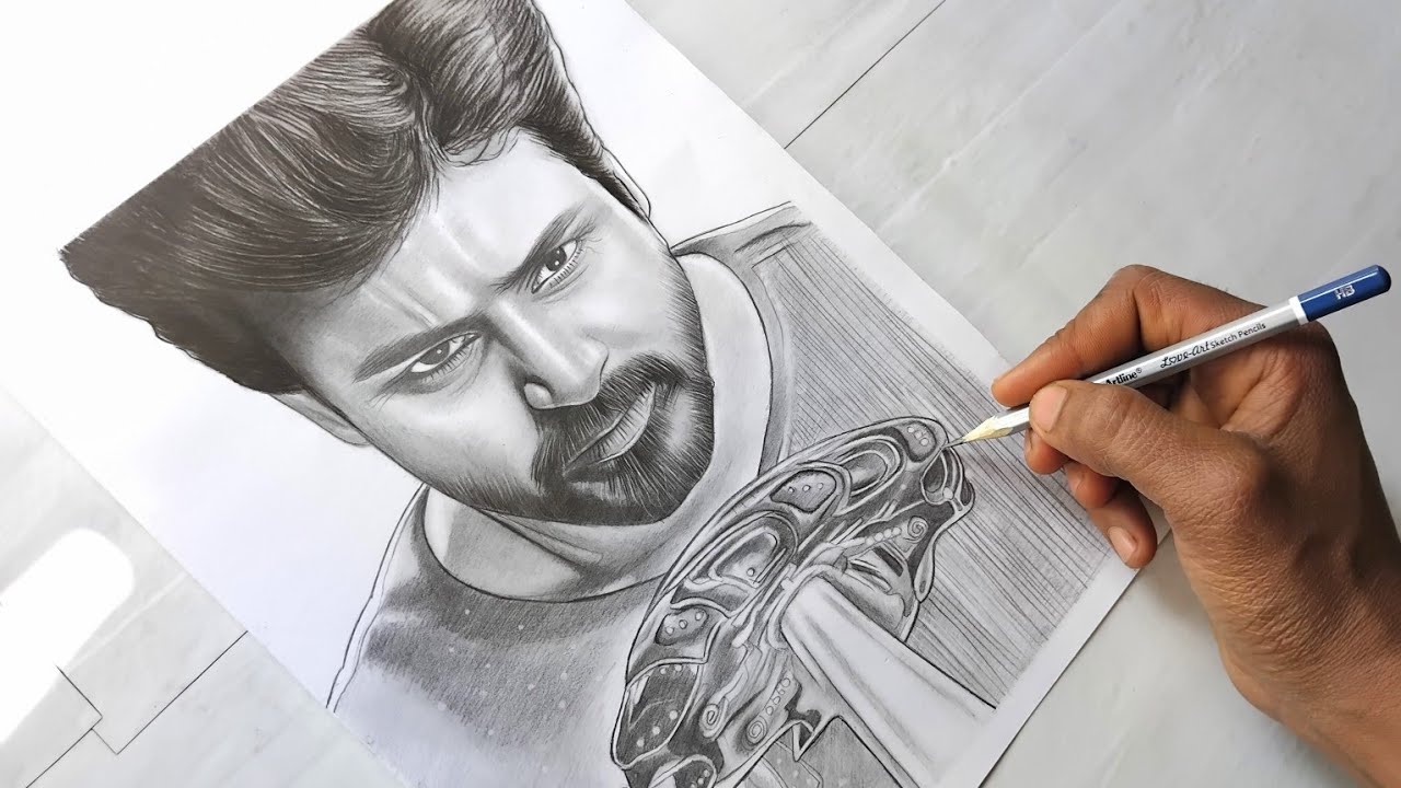Ayalaan movie Sivakarthikeyan drawing, Shading Tutorial - YouTube