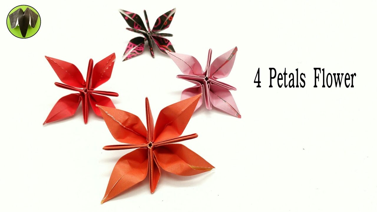 4 Petals Flower - DIY Origami Tutorial - 25 - YouTube