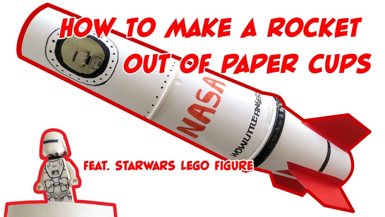 10min Craft. Making a rocket out of paper cups. (feat. Lego figure ...