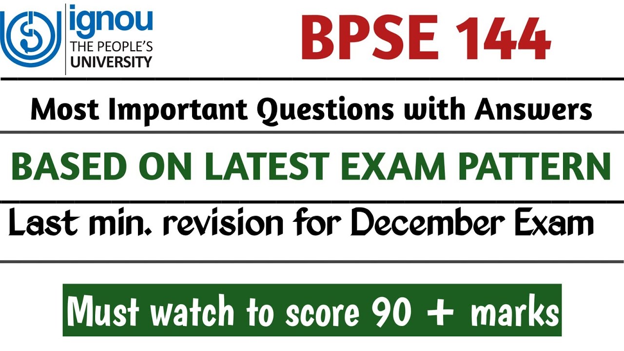 BPSE 144 Important Questions December 2024 | IGNOU BPSE 144 Important ...