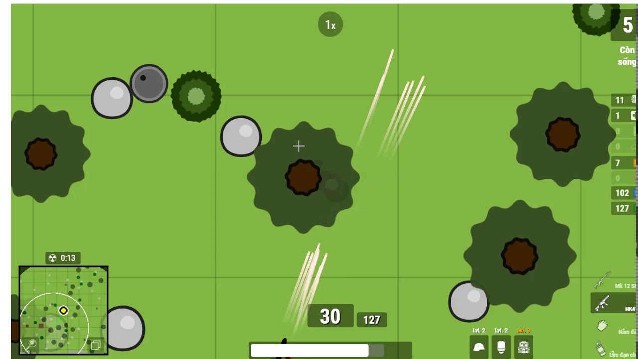 PUBG 2D ( surviv io): test thử tổ đội 4 được top 1 luôn.(còn solo ...