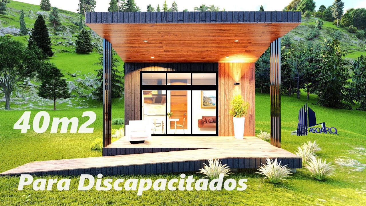 CASA DE CAMPO CABAÑA ASO ACCESIBLE DE 40m2. MODERNA PEQUEÑA PARA ...