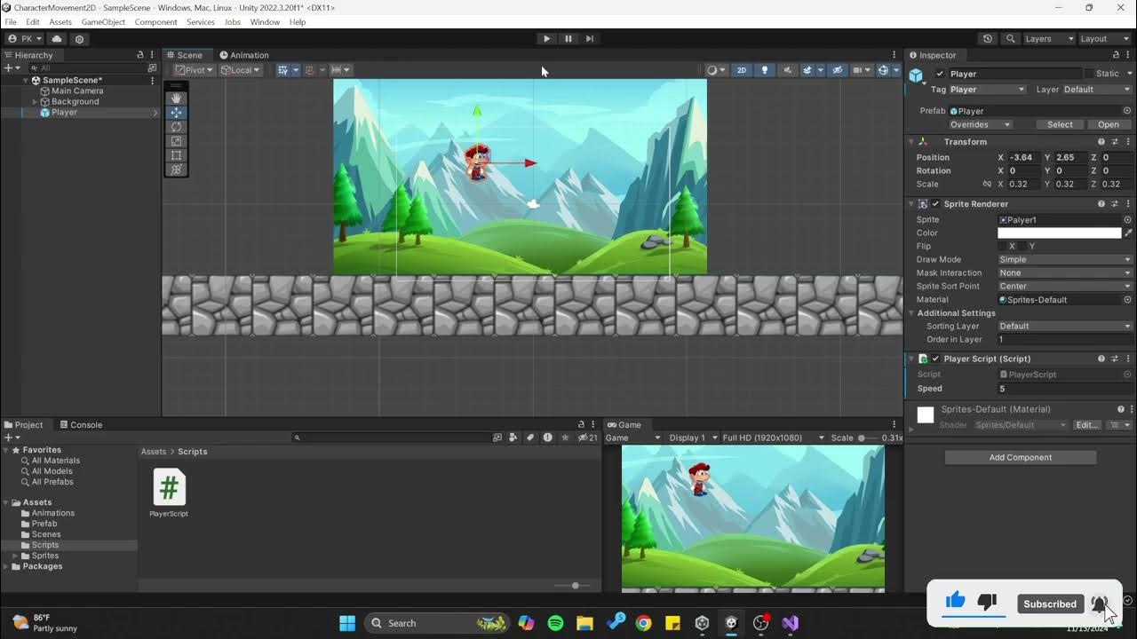 Unity 2D Tutorial: Coding Player Starting Position with Precision! |Game Development Beginner ...