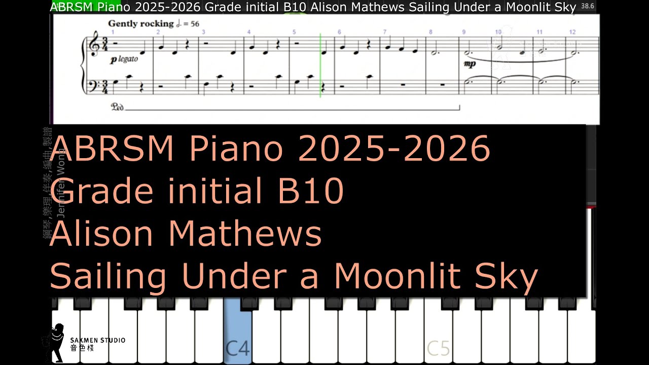 ABRSM Piano 2025 2026 Grade initial B10 Alison Mathews Sailing Under a ...