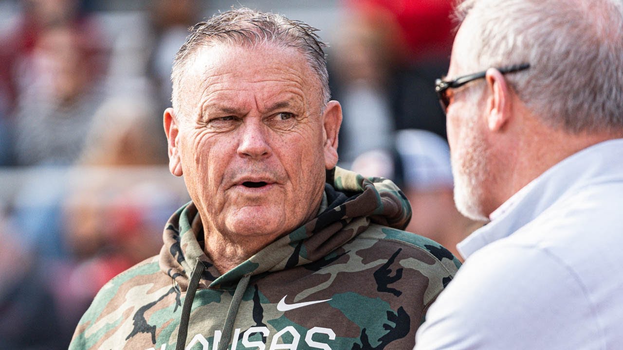 Razorbacks coach Sam Pittman on win over Bulldogs, not worried about ...