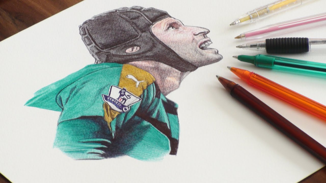 Petr Cech Pen Drawing - Arsenal FC - DeMoose Art - YouTube