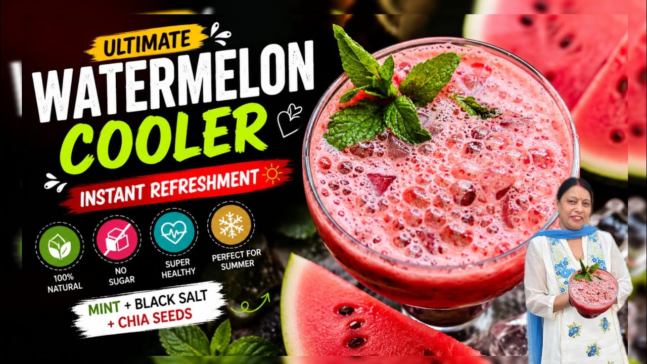 Watermelon Cooler Recipe 🍉 | Healthy Summer Drink with Mint & Chia ...