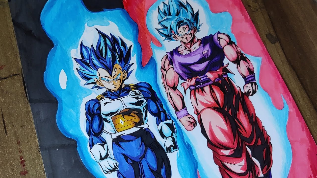 How to Draw Ssb Kaioken Goku and SSB Evolution Vegeta (The Blue Boy's ...