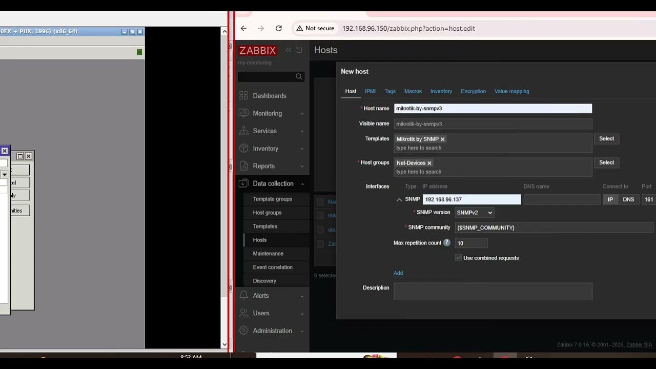 Zabbix - 8 - using snmpv3 to monitor mikrotik - YouTube