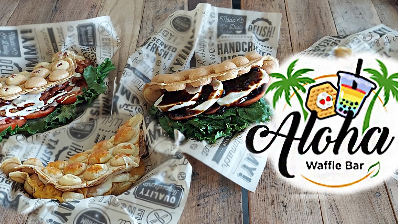 Aloha Waffle Bar, Both Sweet & Savory Bubble Waffles. - YouTube