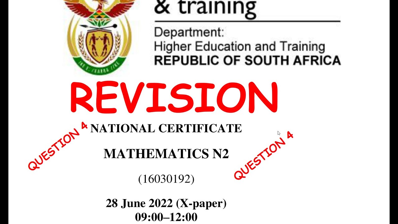 MATHS N2 REVISION JULY 2022 PAPER QUESTION 4 - YouTube