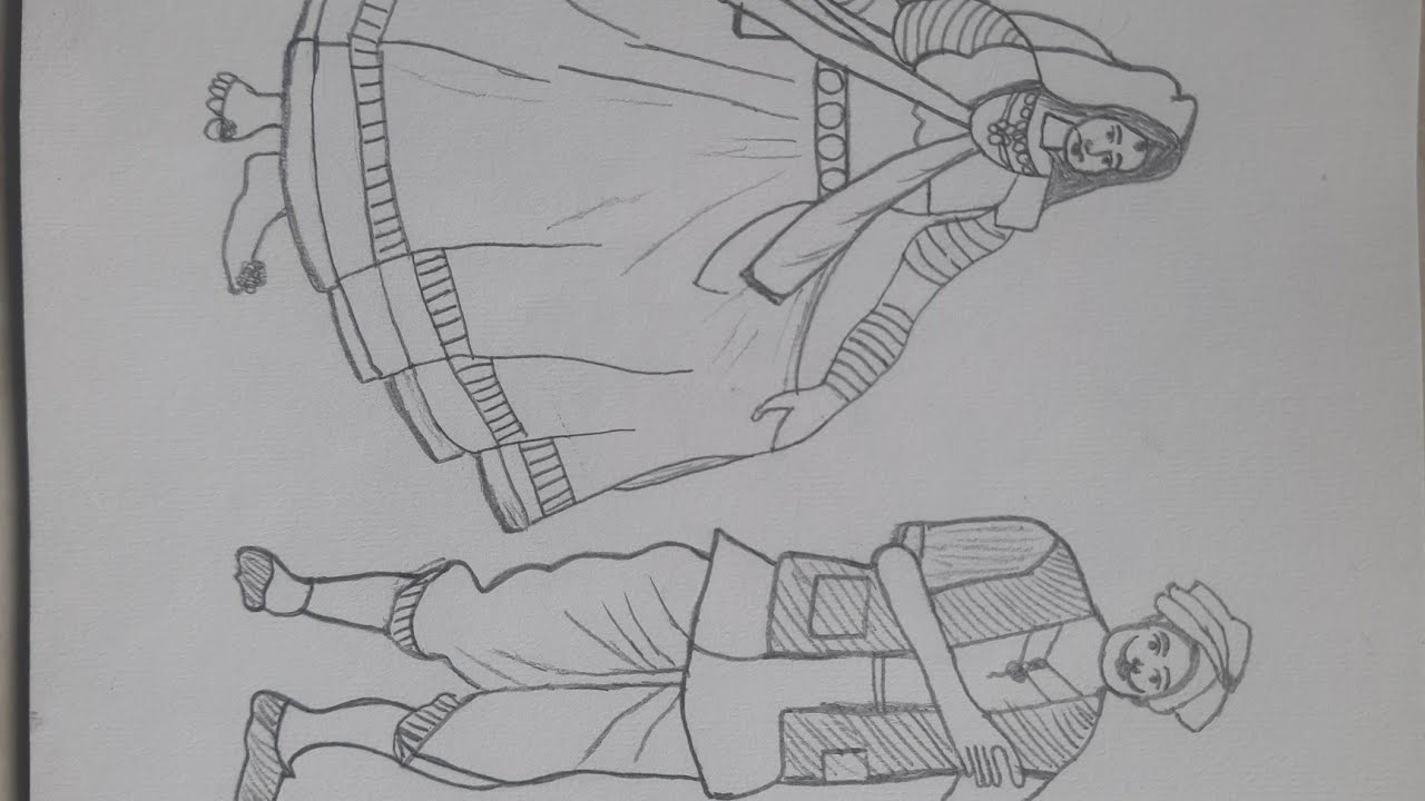 How to draw a village people Drawing with pencil shading step by step ...