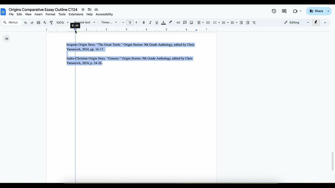 How to create a hanging indent for an MLA works cited - YouTube