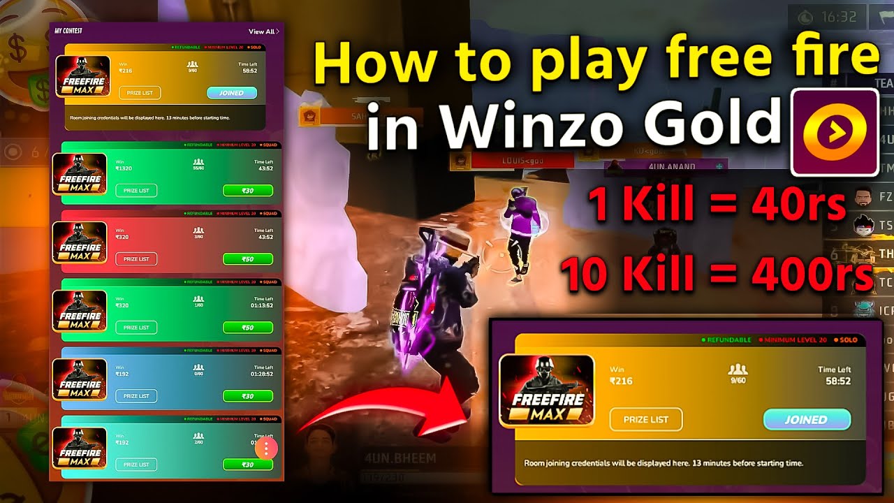 HOW TO PLAY FREE FIRE IN WINZO GAMES 💰💰💰 - YouTube