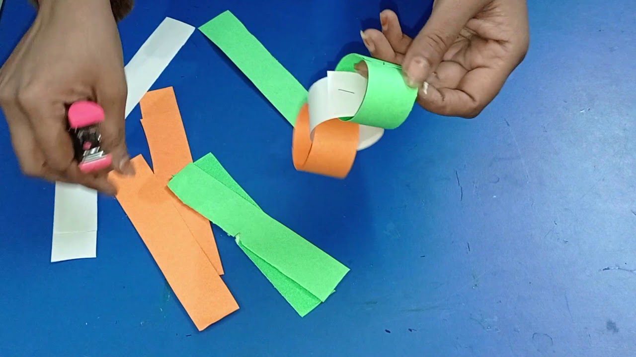 Tri color paper chain/Republic day craft - YouTube