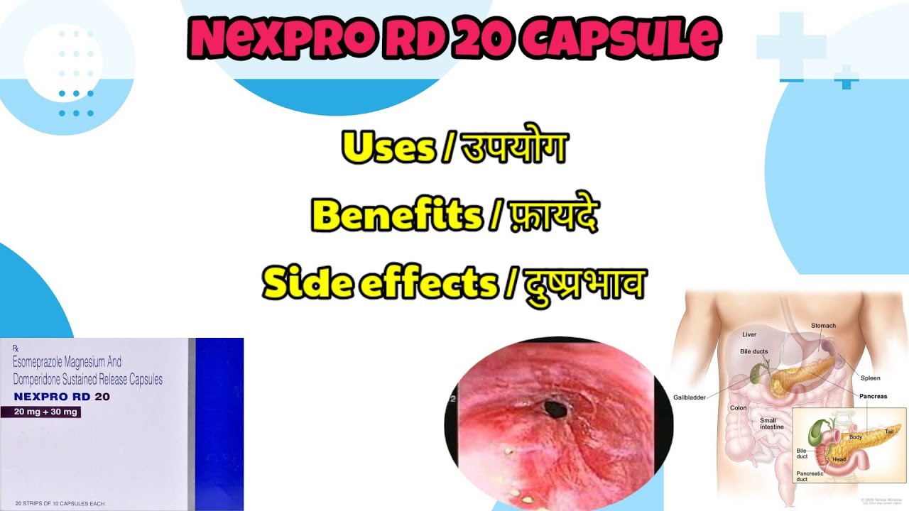 Nexpro RD 20mg Capsule/Uses/Benefits/Side Effects/Ulcer, Gas,stomach ...