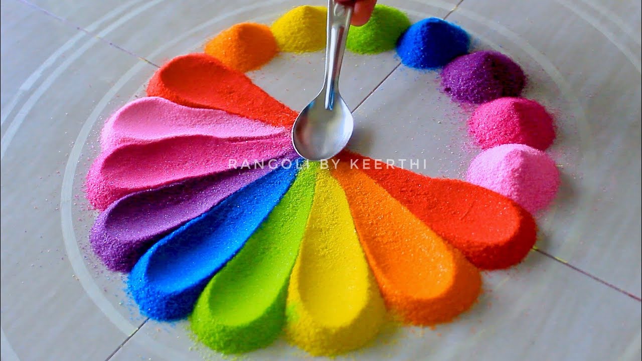 Simple krishna janmashtami rangoli using fork l Krishna jayanthi ...