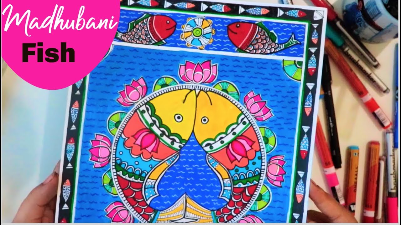 How to draw Madhubani Fish Painting - YouTube