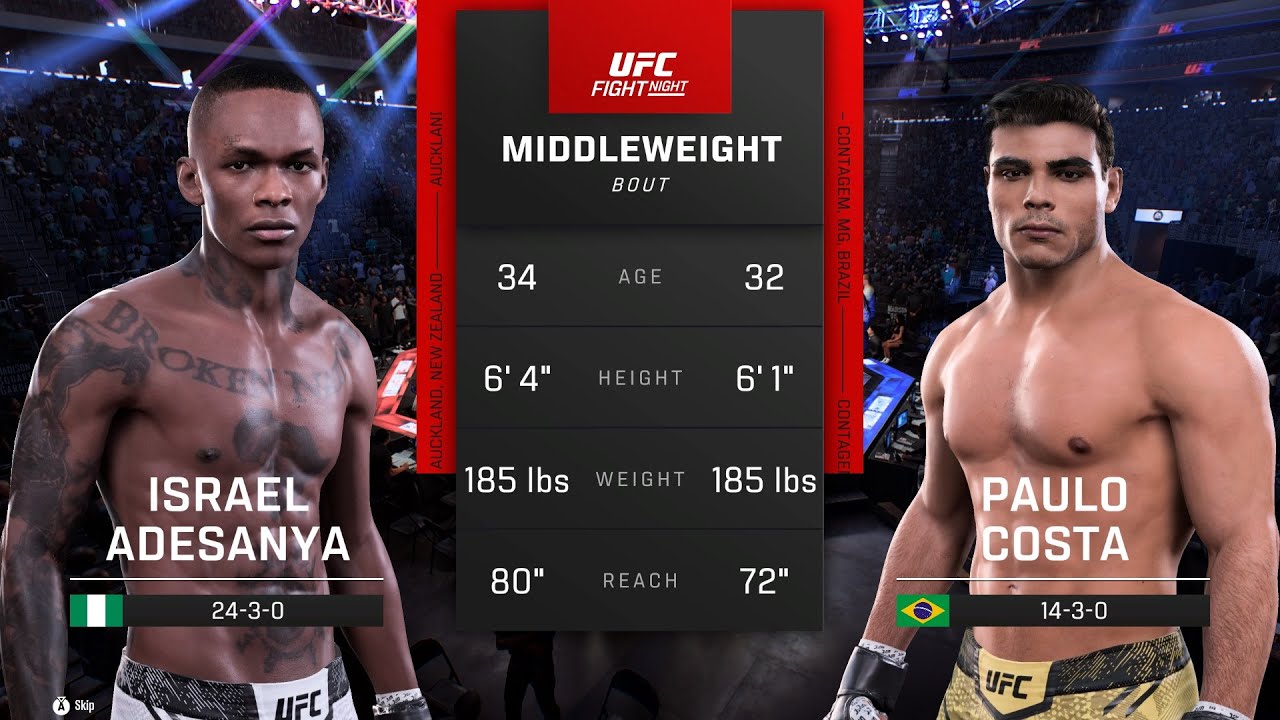 Israel Adesanya vs. Paulo Costa UFC 5 Gameplay - YouTube
