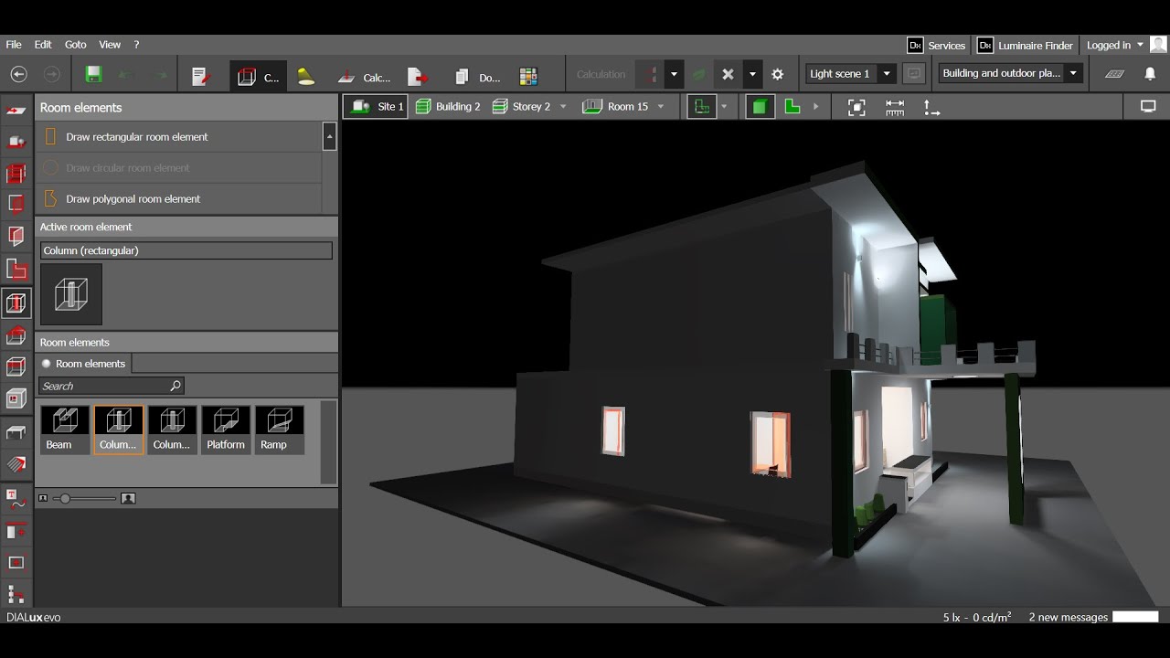 DIALux Tutorial Part 8 - How to Set 2nd Story in DIALux - YouTube