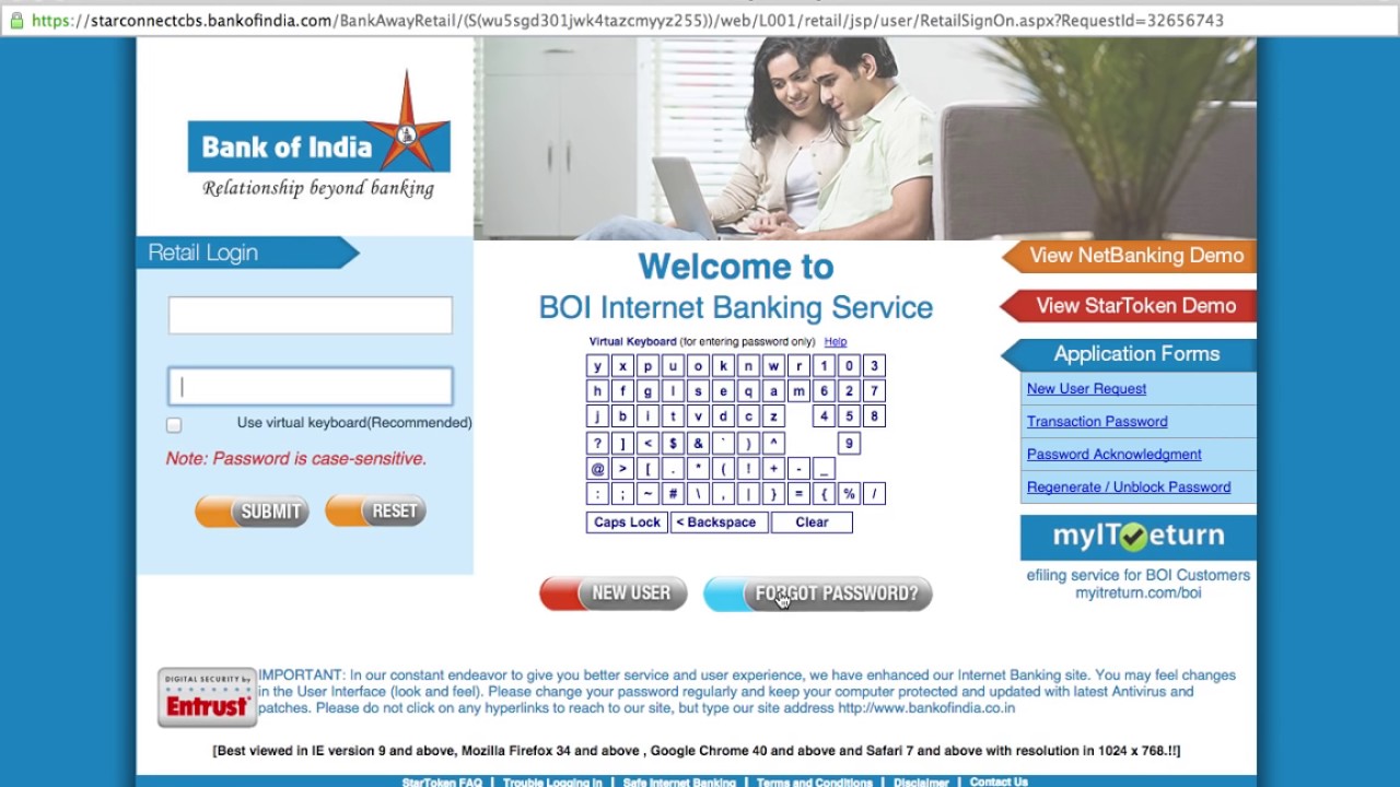Bank of India Online Banking Login Sign in - YouTube