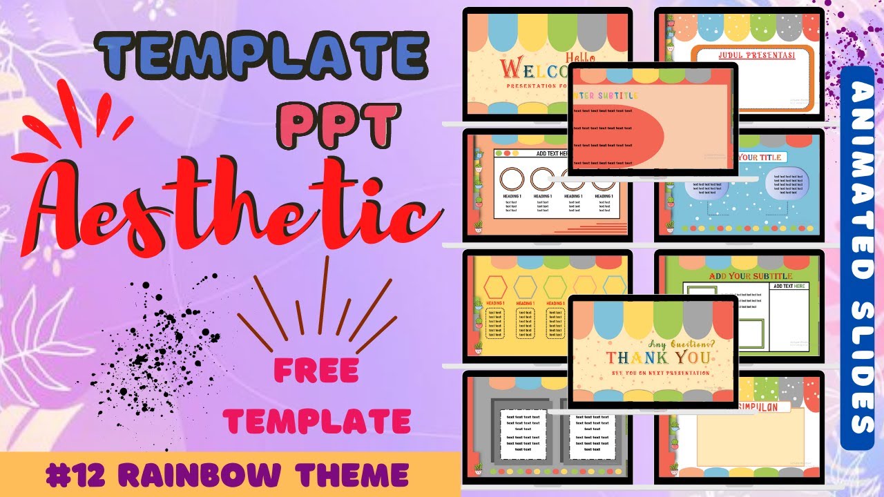AESTHETIC PPT RAINBOW #12 Animated Slide | Easy Simple [FREE TEMPLATE ...